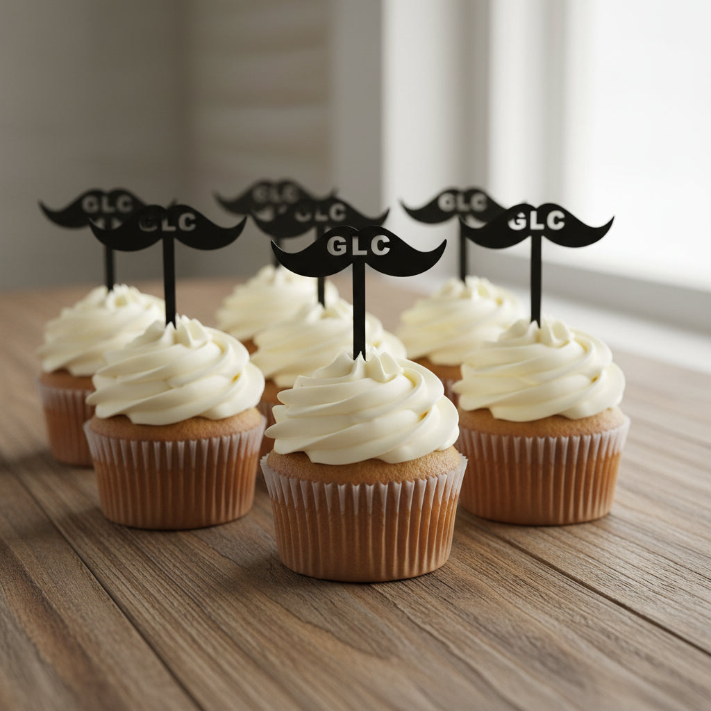Movember Cupcake Toppers – Custom Initials | Coastal Keepsakes