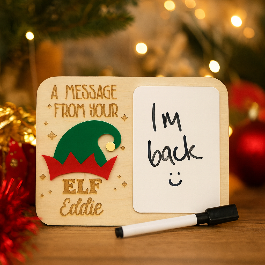 Personalised Elf Message Board | Whiteboard & Marker | Coastal Keepsakes